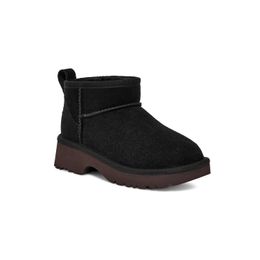UGG Australia Schlupfboots UGG "CLASSIC ULTRA MINI NEW HEIGHTS", M&auml;dchen, Gr. 3 (35), schwarz, Veloursleder, Schuhe Schlupfboots, Plateaustiefel, Winterboots, Trekkingstiefel mit Anziehlasche