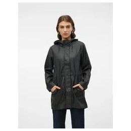 V&eacute;ro Moda Regenjacke VERO MODA "VMMALOU COATED JACKET", Damen, Gr. S, schwarz, Web, Obermaterial: 100% Polyester, unifarben, Po-bedeckend, Jacken Regenjacke, wasserabweisende Beschichtung