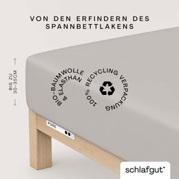 Spannbettlaken Schlafgut "PURE Bio-Baumwolle mit Elasthan, 170 g/m&sup2;, Bettlaken, Spannbetttuch", grau (grau light), 1 Stk., Jersey, 120-130x200-220 30cm, Jersey, Obermaterial: 95% Baumwolle, 5% Elasthan, Bettlaken, Spannbettlaken, PREMIUM Laken f&uuml;r Matratzen bis 30cm H&ouml;he, dehnbar blickdicht, straff