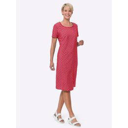 Druckkleid Classic Basics "Kleid", Damen, Gr. 50, Normalgr&ouml;&szlig;en, rot (rot, wei&szlig;, getupft), 100% Polyester, gemustert, gepunktet, mehrfarbig, kurz, Rundhals, Kleider Druckkleid