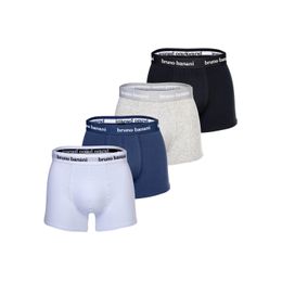 Boxershorts Bruno Banani "Boxershort Short 4Pack Every Day 4er Pack", Herren, Gr. M, bunt (schwarz, grau, wei&szlig;, blau), Obermaterial: 93% Baumwolle CO. 7% Elasthan EL., Unterhosen Boxershorts
