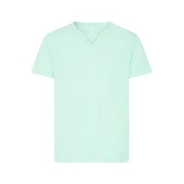 T-Shirt Blend "BHAshton split neck tee", Damen, Gr. L, opal blau, Single Jersey, Obermaterial: 100% Baumwolle, unifarben, regular fit h&uuml;ftbedeckend, V-Ausschnitt, Shirts T-Shirt, mit Deko-Knopfdetail am Ausschnitt
