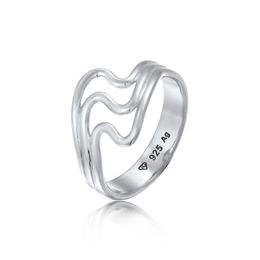 Silberring Elli "Ring Wellen Modern Filigran 925 Sterling Silber" Gr. 58, silber, Fingerringe, Damen, 58, Silber 925 (Sterlingsilber), Silberring