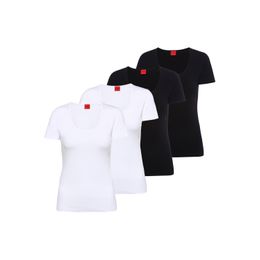 T-Shirt Hugo "T-Shirt T-Shirt RN 4er Pack", Damen, Gr. XL, schwarz (schwarz, wei&szlig;), Obermaterial: 95% Baumwolle CO. 5% Elasthan EL., Shirts T-Shirt
