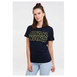 T-Shirt logoshirt "Star Wars Logo", Damen, Gr. S, blau (dunkelblau), 100% Baumwolle, unifarben, normal, Rundhals, Shirts T-Shirt, mit lizenziertem Print