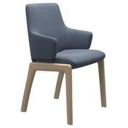 Polsterstuhl stressless "Laurel", blau (sparrow blau paloma, eiche gekalkt), B:58cm H:92cm T:59cm, Leder PALOMA: PALOMA ist ein durchgef&auml;rbtes Semianilin-M&ouml;belleder mit nat&uuml;rlicher Narbung., St&uuml;hle, Polsterstuhl, Low Back mit Armlehne, Gr&ouml;&szlig;e L, abgerundete Beine in Eiche gekalkt