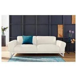 2,5-Sitzer W.Schillig "montanaa", wei&szlig; (wei&szlig; z59), B:232cm H:78cm T:94cm, Sofas, mit Metallkufen in Chrom gl&auml;nzend, Breite 232 cm
