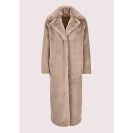 Madeleine Mode Langmantel MADELEINE "Mantel Langer Faux-Fur-Mantel f&uuml;r Damen", Damen, Gr. 46, beige, Obermaterial: 100% Polyester PES., Modern, normal, M&auml;ntel Langmantel
