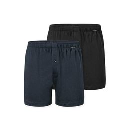 Boxershorts Schiesser "Boxershort 2er Pack", Herren, Gr. M, schwarz (schwarz, dunkelblau), Obermaterial: 100% Baumwolle CO., Unterhosen Boxershorts