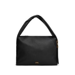 Hobo Tommy Hilfiger "CITY LEATHER HOBO", Damen, Gr. B/H/T: 36cm x 27cm x 14cm, schwarz, Leder, Taschen Hobo, Damen Tragetasche, Schultertasche mit modisch, breitem Tragegriff