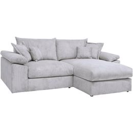 Ecksofa Home Affaire "Soft&Cosy XL L-Form, B: 246 cm - OTTO. Verl&auml;ssliche Qualit&auml;t.", grau (hellgrau), B:246cm T:187cm, 100% Polyester, Sofas, Ecksofa, Mega-Sofa, Cord oder Chenille-Struktur, mit Federkern & 4 Zierkissen