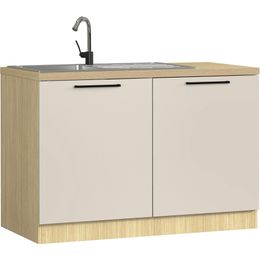 Sp&uuml;lenschrank KOCHSTATION "Luna, Unterschrank f&uuml;r Sp&uuml;le, K&uuml;chensp&uuml;lenschrank, Made in Italy", kaschmirfarben, eiche chopinfarben, B:120cm H:85cm T:60cm, Schr&auml;nke, Sp&uuml;lenschrank, B/T/H: 120&times;60&times;85 cm, inklusive Einbausp&uuml;le und Siphon