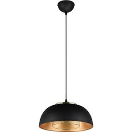 REALITY LEUCHTEN Pendelleuchte "Punch", schwarz (schwarz matt), 1, &Oslash; 35cm H: 150cm, 1 Stk., Leuchten, Industrie-Look mit Doppelschirm schwarz-gold, exkl 1xE27 max 40W, Pendelleuchte
