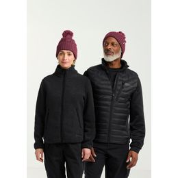 Bommelm&uuml;tze Jack Wolfskin "POMPOM BEANIE", Damen, Gr. onesize, raisin, Materialmix, M&uuml;tzen Bommelm&uuml;tze