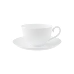 Villeroy & Boch Tasse VILLEROY & BOCH "Caf&eacute; au Lait Tasse mit Untertasse Royal 400 ml wei&szlig;", wei&szlig;, Porzellan, Trinkgef&auml;&szlig;e, Tasse