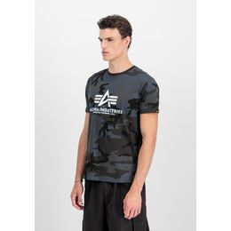 T-Shirt Alpha Industries "Basic T-Shirt BL Camo", Herren, Gr. L, schwarz (schwarz camo), Obermaterial: 100% Baumwolle, Shirts T-Shirt