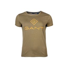 T-Shirt Gant "T-Shirt D1 Color Lock Up T-Shirt 1er Pack", Damen, Gr. XS, gr&uuml;n (khaki), Obermaterial: 100% Baumwolle CO., Shirts T-Shirt