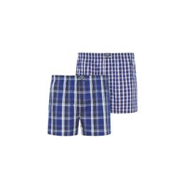 Webboxer Jockey "Web-Boxershorts Everyday Striped Boxer Woven 2er Pack", Herren, Gr. M, bunt (blau, wei&szlig;), Obermaterial: 100% Baumwolle CO., Unterhosen Webboxer