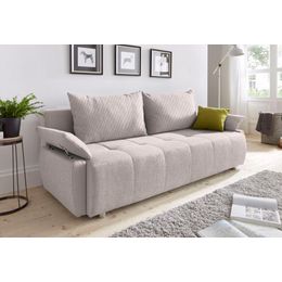 Schlafsofa Collection AB "3-Sitzer, Funtastic", natur, B:212cm H:84cm T:96cm, Zierkissen: 100% Polyester;Struktur (100% Polyester);Kunstleder SOFTLUX;Microfaser PRIMABELLE (100% Polyester), Sofas, Schlafsofa, inkl. Bettfunktion, Bettkasten, Federkern, Frei im Raum stellbar