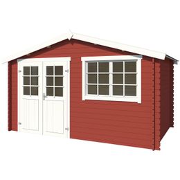 Gartenhaus Lasita Maja "Axel 230", rot (schwedenrot), ohne Fu&szlig;boden, ohne Dacheindeckung, Holzwerkstoff, Gartenh&auml;user, Gartenhaus, Blochbohlenhaus 28mm, Fundamentmass 3800x2300, Schwedenrot