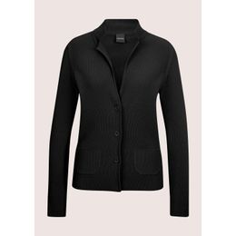 Madeleine Mode Strickjacke MADELEINE "Strickblazer Sportiver Blazer mit Stehkragen", Damen, Gr. 44, schwarz, Obermaterial: 67% Viskose CV. 33% Polyamid PA., Modern, normal, Strickjacken Strickjacke, modische Schlitze am Armabschlu&szlig;