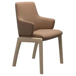 Polsterstuhl stressless "Laurel", braun (latte batick, eiche gekalkt), B:58cm H:92cm T:59cm, Leder BATICK: BATICK ist ein leicht korrigiertes, durchgef&auml;rbtes und genarbtes M&ouml;belleder, bei dem die meisten Unebenheiten und Spuren in der Regel entfernt wurden., St&uuml;hle, Polsterstuhl, Low Back mit Armlehne, Gr&ouml;&szlig;e L, abgerundete Beine in Eiche gekalkt