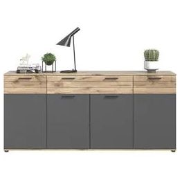 Sideboard Home Affaire "Riga", braun (nox oak nb, basalt grau nb), B:200cm H:91cm T:40cm, FSC-zertifizierter Holzwerkstoff, Sideboards, Sideboard, Breoite 200 cm