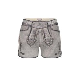 N&uuml;bler Trachtenlederhose N&Uuml;BLER "Lederhose Hotpant Tiana", Damen, Gr. 42, EURO, silber, Obermaterial: 100% Lammleder LEL., Hosen Trachtenlederhose