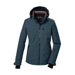 Skijacke Killtec "KSW 36 WMN SKI JCKT", Damen, Gr. 40, blau (hellpetrol), Oberstoff: 100% Polyester, Futter: 100% Polyester, Wattierung: 100% Polyester (recycelt), Jacken Skijacke, Wasserdichte Damenjacke mit abnehmbarer Kapuze und Schneefang