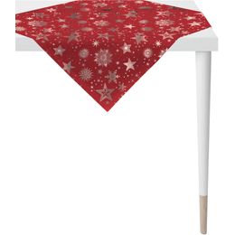 Mitteldecke Apelt "9602 CHRISTMAS ELEGANCE, Weihnachtsdeko, Weihnachten", bunt (rot, goldfarben), B:85cm L:85cm, Polyester, Viskose, Tischdecken, Mitteldecke, Lurex-Jacquardgewebe