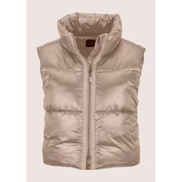 Madeleine Mode Kurzweste MADELEINE "Steppweste Sommerweste mit Glanz-Finish", Damen, Gr. 44, beige, Obermaterial: 100% Polyamid PA., Modern, normal, Westen Kurzweste, Wattierte Steppweste in Kurzform