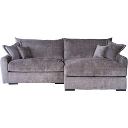 Ecksofa Home Affaire "Finca XL L-Form, Breite 190 cm", taupe, B:190cm T:187cm, 100% Polyester, Sofas, Ecksofa, Mega-Sofa, Cord oder Chenille-Struktur, mit Federkern & 4 Zierkissen