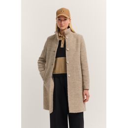 Wollmantel Bugatti "Modern Fit", Damen, Gr. 46, 40, beige, 52% Polyester, 25% Polyacryl, 23% Wolle, unifarben, normal, normaler Saum, M&auml;ntel Wollmantel, mit Flexcity Stretch und Stehkragen