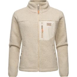 Kapuzensweatjacke Ragwear "Pl&uuml;schjacke Alaris", Damen, Gr. 5XL, beige (ecru), Obermaterial: 100% Polyester PES., Sweatjacken Kapuzensweatjacke