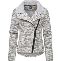 Strickfleecejacke Ragwear "Strickfleecejacke Saskie Melange", Damen, Gr. 3XL, grau (ash), Obermaterial: 56% Polyester PES. 44% Baumwolle CO. Obermaterial: Futter: 100% Polyester PES., Jacken Strickfleecejacke