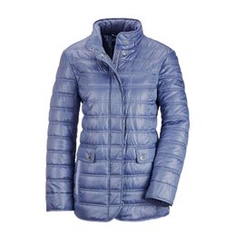 Steppjacke GOLDNER "Leichte Steppjacke mit vielen Details", Damen, Gr. 42, blau (himmelblau), Obermaterial: 100% Polyester PES., Sonstiges, Jacken Steppjacke, mit Ripsb&auml;ndern an den Taschen