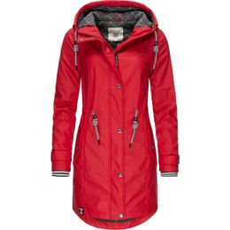 Regenmantel PEAK TIME "Regenjacke L60042", Damen, Gr. XS, rot (rot21), Obermaterial: 100% Polyurethan PU. Obermaterial: Futter: 100% Polyester PES. 100% Polyester PES., M&auml;ntel Regenmantel