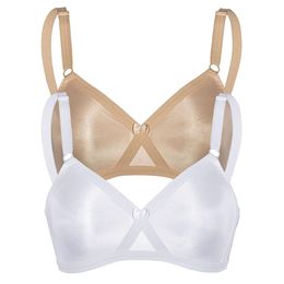 Sassa Mode Soft-BH SASSA "2er Pack Soft BH mit Kreuzblende Functional Bras", Damen, Gr. 95, Cup D, bunt (wei&szlig; puder), Obermaterial: 88% Polyamid PA. 12% Elasthan EL., BHs Soft-BH