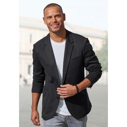 Sakko John Devin "aus elastischer Pikee-Qualit&auml;t", Herren, Gr. S (44/46), anthrazit, Piqu&eacute;, Obermaterial: 65% Baumwolle, 35% Polyester. Futter: 100% Polyester, unifarben, regular fit normal, &Auml;rmel mit &Auml;rmelschlitz mit Kn&ouml;pfen, Sakkos Sakko, l&auml;ssiges Stretchsakko mit dezentem Muster