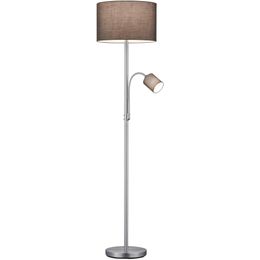 Trio LEUCHTEN Stehlampe "Hotel", grau (nickelfarben, grau), 2, &Oslash; 40cm H: 170cm, Leuchten, mit flexibel einstellbarer Leseleuchte, getrennt schaltbar, Stehlampe