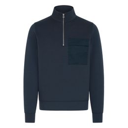 Troyer Casual Friday "Longsweatshirt CFRO", Herren, Gr. S, blau (schwarz navy), Obermaterial: 80% Viskose CV. 13% Polyester PES. 7% Elasthan EL., Pullover Troyer
