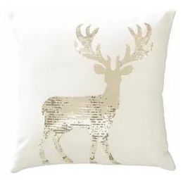 Dekokissen CREATIV DECO "Hirsch", gold (goldfarben, mit pailletten), B:45cm L:45cm, Polyester, Dekokissen_Sitzkissen_Kissenh&uuml;llen, mit goldfarbenen Pailletten