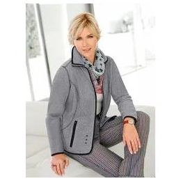Fleecejacke Casual Looks, Damen, Gr. 48, grau (grau, meliert), 100% Polyester, gemustert, meliert, unifarben, Jacken Fleecejacke