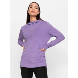 Langarmshirt Heine "Shirt", Damen, Gr. 36, lila (lavendel), 70% Viskose, 25% Polyamid, 5% Elasthan, unifarben, Rundhals, Shirts Langarmshirt