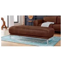 Hocker W.Schillig "montanaa", braun (tobacco z69), B:141cm H:42cm T:61cm, Hocker, Hocker, mit Metallf&uuml;&szlig;en in Chrom gl&auml;nzend, Breite 141 cm