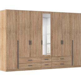 Kleiderschrank Rauch "Schrank Garderobe Ankleide GAMMA Breiten 91/136/181/226/271/315/360 cm", eiche sonoma, griffstangen graumetallic, B:315cm H:210cm T:54cm, Holzwerkstoff, Schr&auml;nke, Kleiderschrank, verschiedene Griff-Varianten, mit Spiegel TOPSELLER MADE IN GERMANY