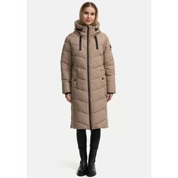 Winterjacke Navahoo "Navahoo Schmatzibaer lange Damen Winter Steppjacke N009", Damen, Gr. XS, grau (taupe grau), Obermaterial: 100% Polyester PES., Jacken Winterjacke