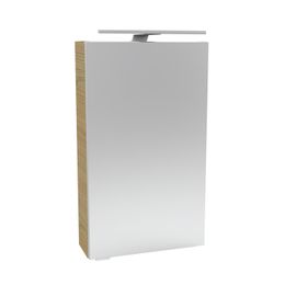 Spiegelschrank Fackelmann "SBC", beige (sandeiche, beige, braun), B:40cm H:68cm T:15,3cm, Glas, Schr&auml;nke, Spiegelschrank, Aufsatzleuchte, Schalter und Steckdose, Breite 40cm, Anschlag rechts