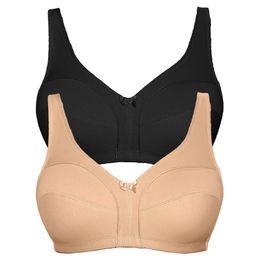 Soft-BH Viania "2er Pack Baumwoll Soft BH Basic", Damen, Gr. 95, Cup E, bunt (makeup schwarz), Obermaterial: 100% Baumwolle CO., BHs Soft-BH