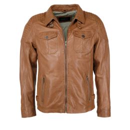 Bikerjacke JCC "Lederjacke 3102074", Herren, Gr. 4XL, braun (cognac), Obermaterial: 100% Lammnappaleder LANA. Futter: 100% Baumwolle CO., Jacken Bikerjacke